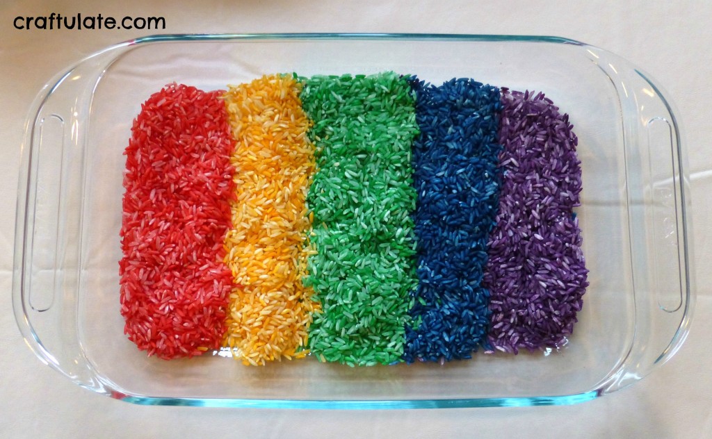 Coloured Rice for Sensory Play - Craftulate