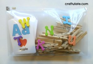 Clothespin Letter Match Busy Bag – Craftulate