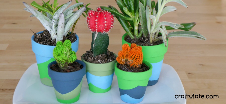 Color Block Painted Plant Pots - Craftulate